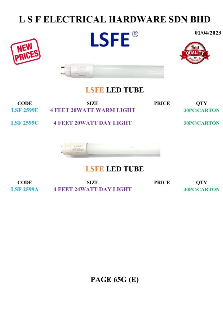 13.PAGE 65G(E) LSFE LED TUBE – LSF
